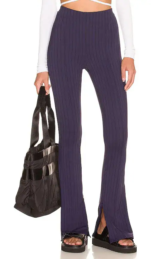 Alo Yoga High Waist Pinstripe Zip It Flare Legging In Navy - True